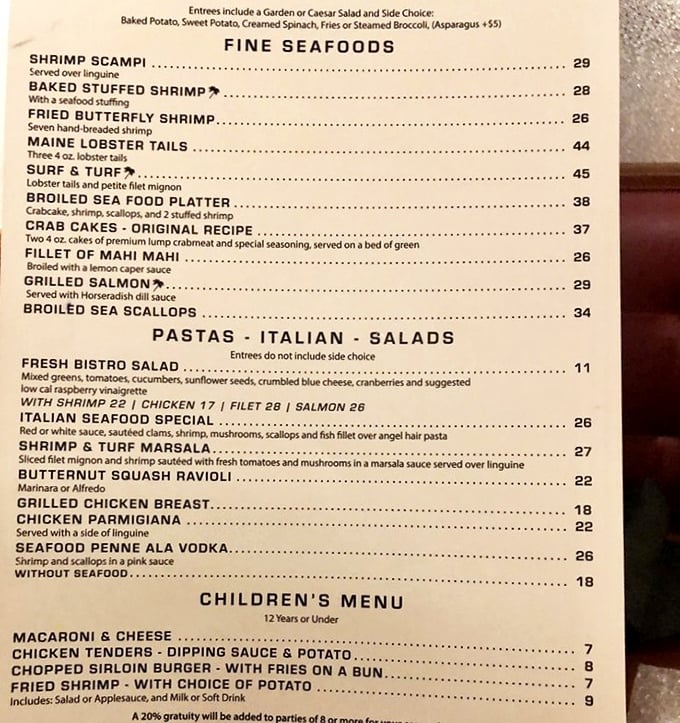 A menu that doesn't need trendy buzzwords or farm-to-table manifestos—just straightforward offerings that have kept locals coming back for generations.