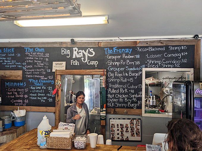 The chalkboard menu at Big Ray's reads like a love letter to Florida's waters. "The Frenzy" section is aptly named—that's exactly what happens when these dishes arrive.