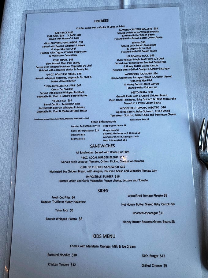 The menu reads like a love letter to Wisconsin traditions with contemporary flair – from baby back ribs to almond-crusted walleye, each dish promises an adventure.