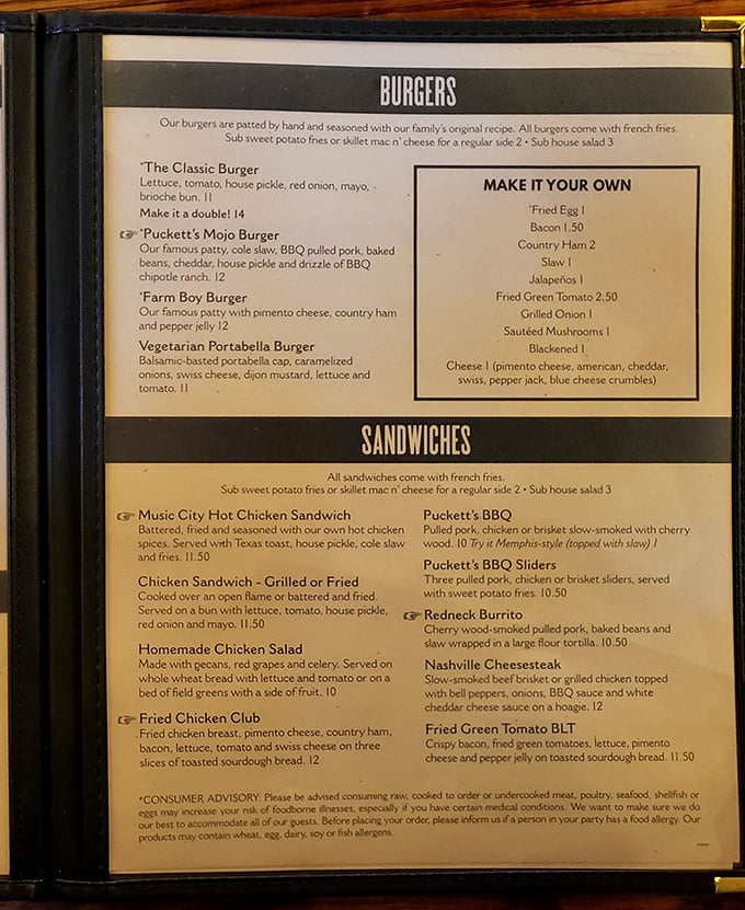 The menu reads like a love letter to Southern cuisine – each item promising the kind of satisfaction that makes you want to hug the chef.