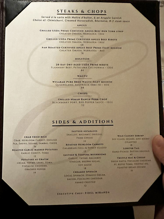 This menu isn't just a list of dishes—it's a roadmap to happiness. The 28-day dry-aged ribeye is the destination worth every mile.