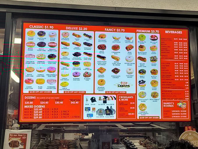 The menu board at Randy's is like the Sistine Chapel of fried dough—a masterpiece that inspires both awe and the inability to make quick decisions.
