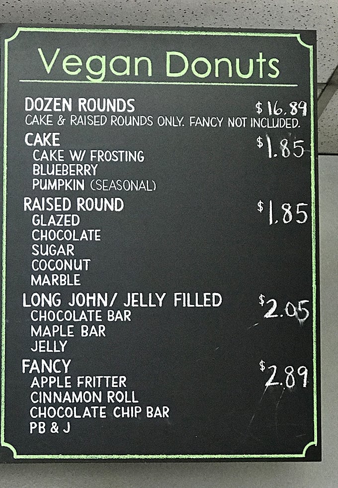 The vegan menu board – proof that plant-based eating doesn't mean sacrificing life's sweetest pleasures. Blueberry or pumpkin? Why choose?