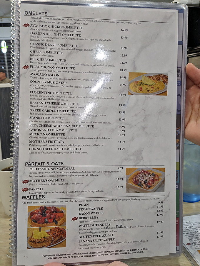 The omelet menu reads like a novel where every chapter ends with a happily-ever-after for your taste buds.