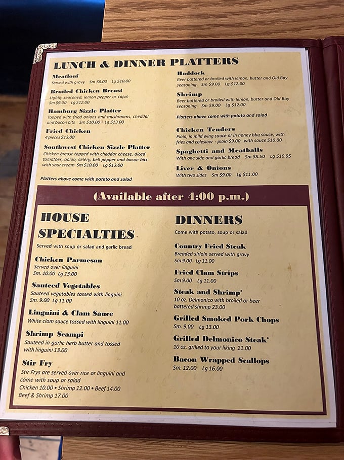 This menu reads like a love letter to American classics—no molecular gastronomy, just dishes your grandmother would approve of.