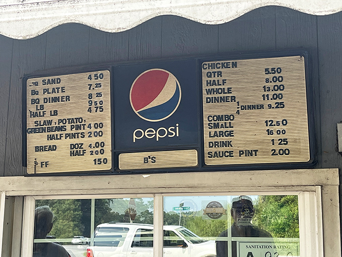 The menu board at B's tells you everything you need to know: barbecue, chicken, sides. No avocado toast, no fusion experiments—just timeless classics.