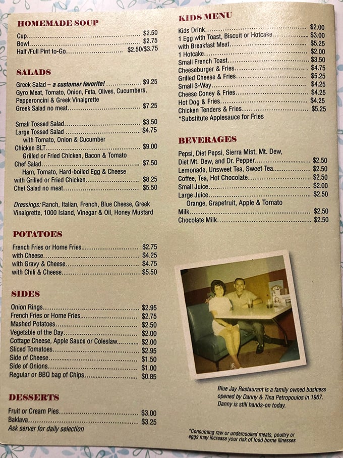 A menu that hasn't surrendered to food trends or fancy descriptions—just honest diner fare with Greek influences that Cincinnati locals have treasured for generations.