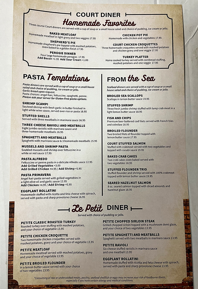 The menu reads like a love letter to American classics—from shepherd's pie to stuffed flounder, each dish promises a hug on a plate.