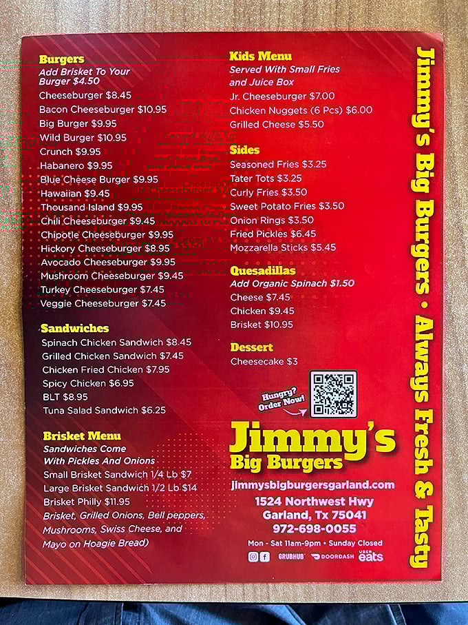 A menu that reads like a love letter to burger enthusiasts. Decision paralysis has never been so delicious.