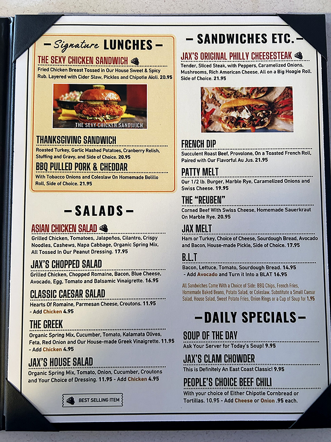 Menu indecision has never been so delightful. The "Sexy Chicken Sandwich" isn't just being cheeky—it's making a promise it absolutely keeps.