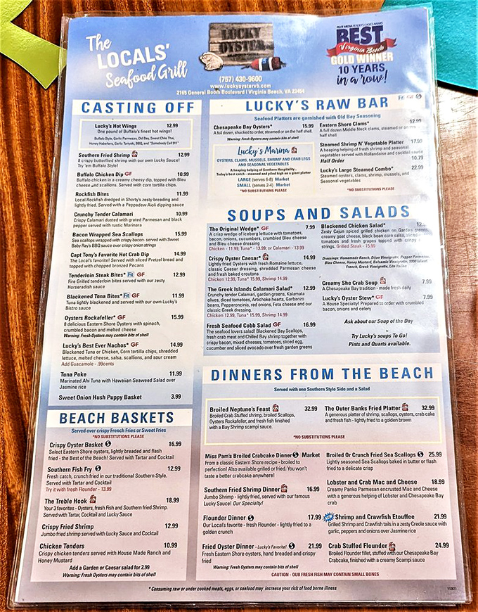 The menu reads like a love letter to the ocean, each item promising a different way to fall for Virginia's coastal bounty.