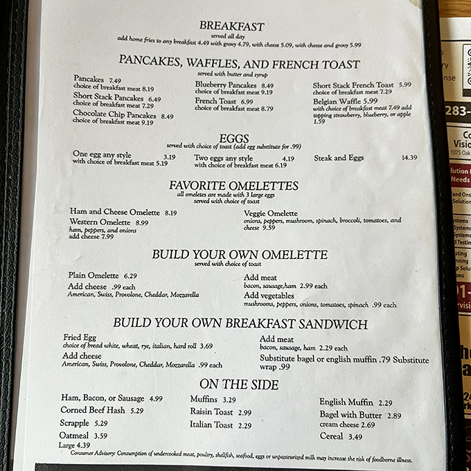 The breakfast menu reads like poetry to hungry souls. Three-egg omelets? Now we're speaking my language!