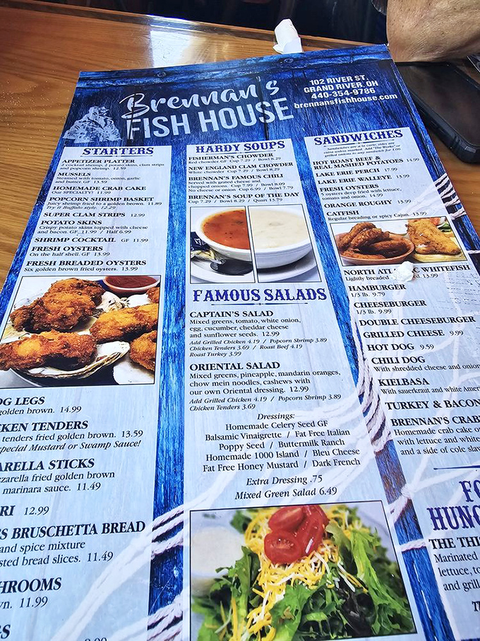 This menu isn't just a list of options—it's a maritime treasure map where X marks the spot for seafood gold.