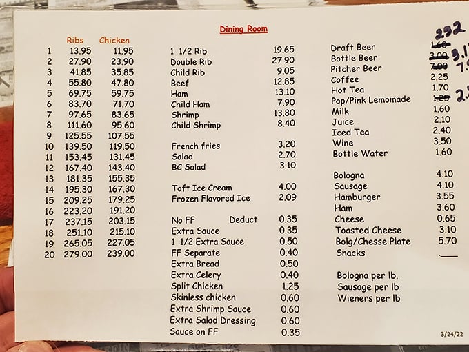 That menu numbering system might confuse first-timers, but veterans know "Chicken 5" means enough barbecue to feed your family reunion—with leftovers.