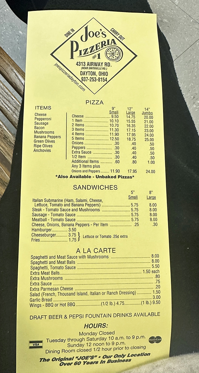 The legendary yellow menu hasn't changed in decades. Why mess with perfection when you've got the formula right?
