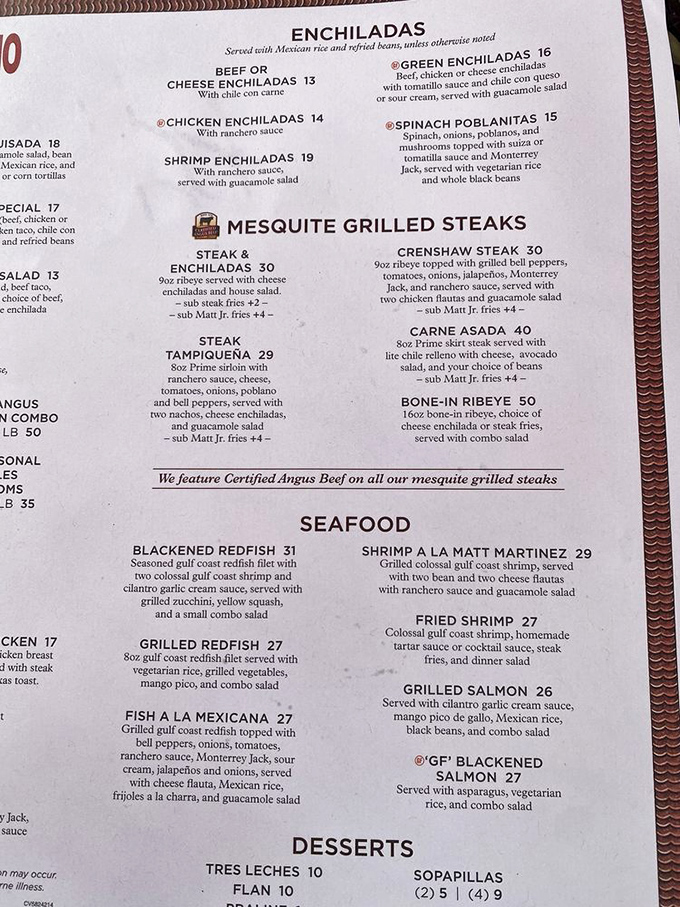 The menu reads like a love letter to Tex-Mex traditions – each section promising another delicious reason to loosen your belt.