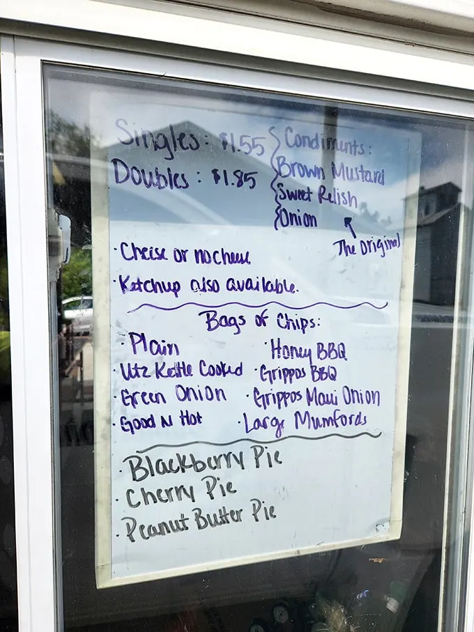 Simplicity at its finest. The handwritten menu board showcases Crabill's commitment to doing a few things exceptionally well rather than many things adequately.