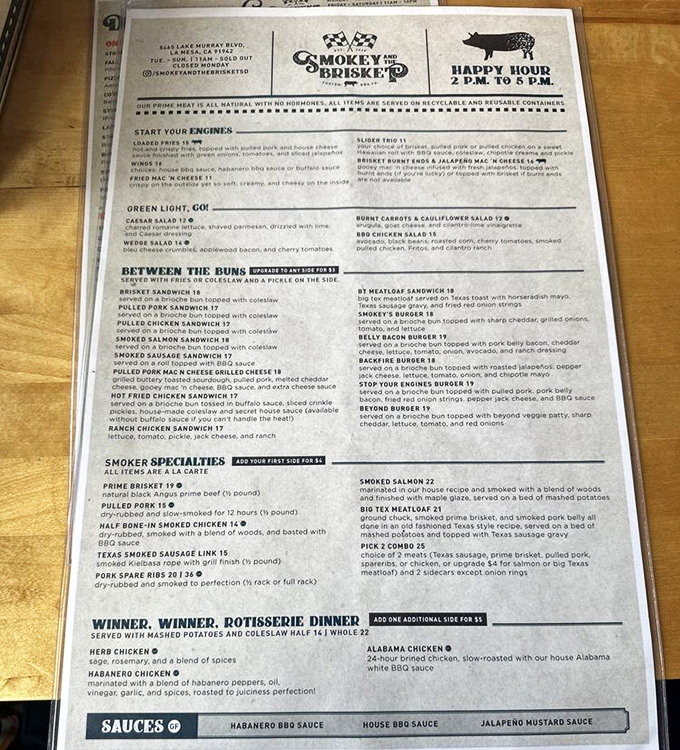 This menu isn't just a list of options—it's a roadmap to happiness. "Start Your Engines" indeed!