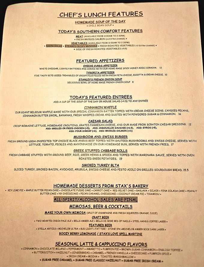 A menu that requires planning and strategy—like chess, but with pancakes and omelets as your opening moves.