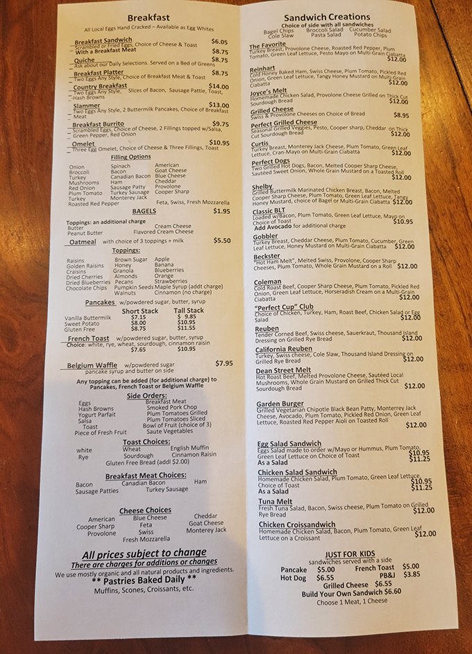This menu isn't just a list of options—it's a roadmap to breakfast nirvana with choices that'll make decision-making deliciously difficult.
