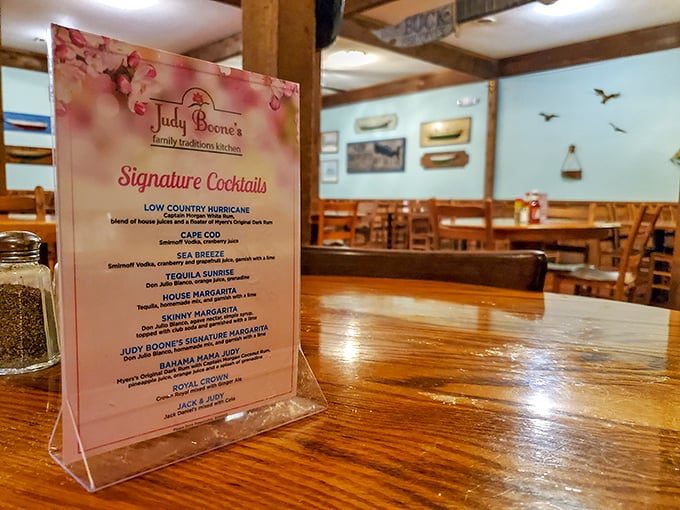 The cocktail menu reads like a love letter to the Lowcountry. That "Sea Breeze" is calling my name louder than my high school gym teacher.