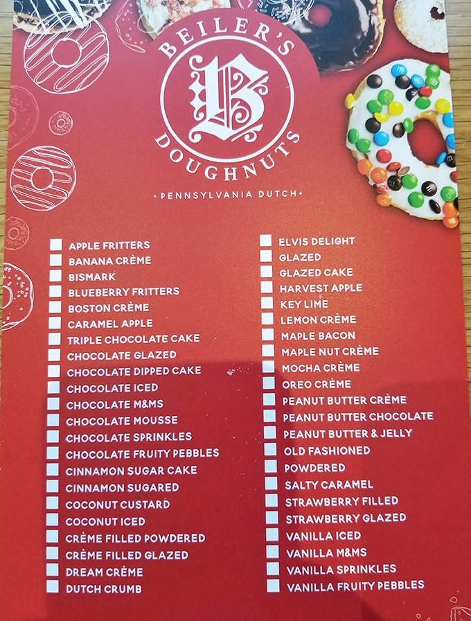This menu isn't just a list—it's a bucket list. Forty different ways to justify the phrase "I'll start my diet tomorrow."