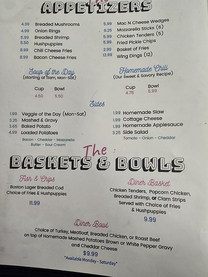 This isn't just a menu—it's a roadmap to comfort. Nancy's appetizers and baskets offer a tour through America's greatest culinary hits.
