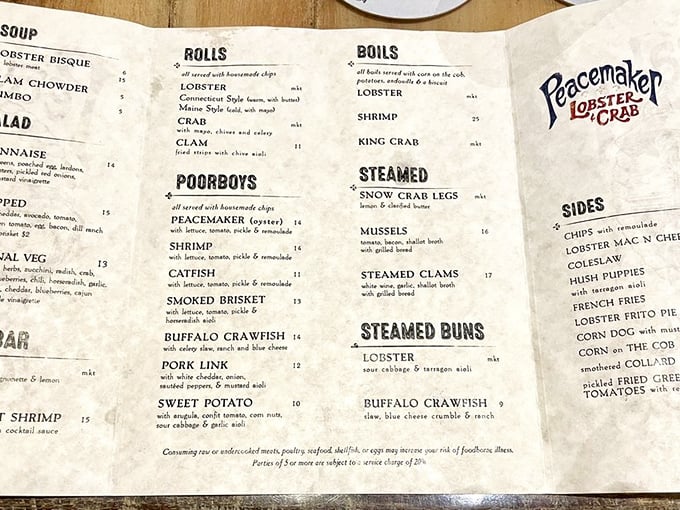 The menu reads like a love letter to coastal cuisine – each item promising a vacation for your taste buds without the TSA pat-down.