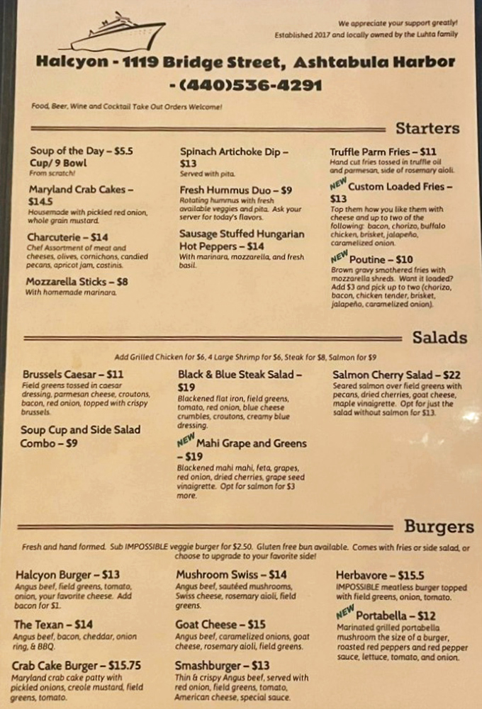A menu that reads like a love letter to comfort food with an upscale twist – those Truffle Parm Fries are calling your name!