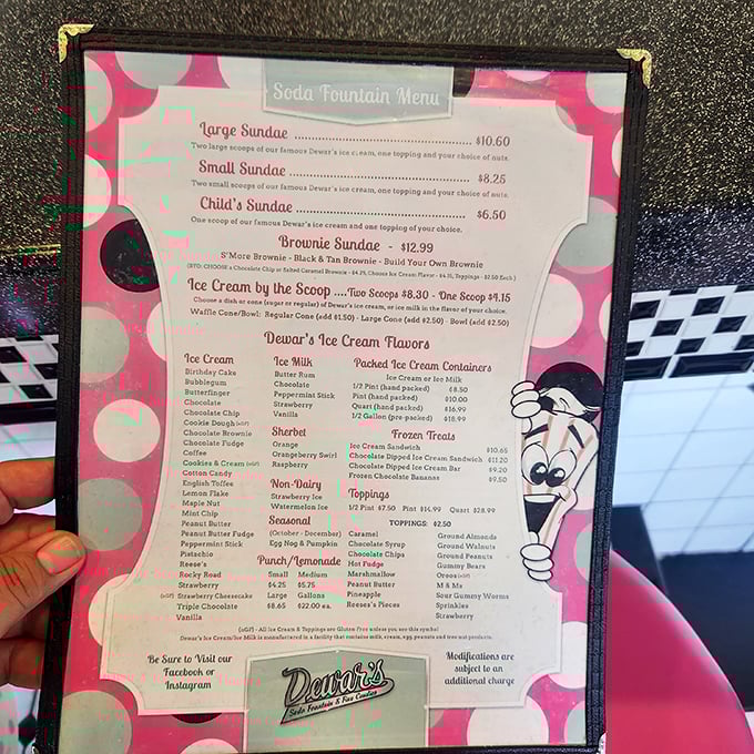 This menu isn't just a list of treats—it's a treasure map to flavor combinations that have delighted generations of Californians.