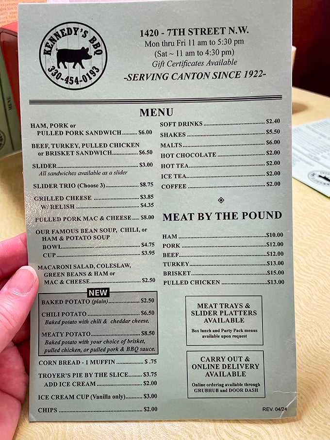 A menu that hasn't surrendered to trendy food fads—just honest barbecue classics perfected over decades. That's a time-tested recipe for success.