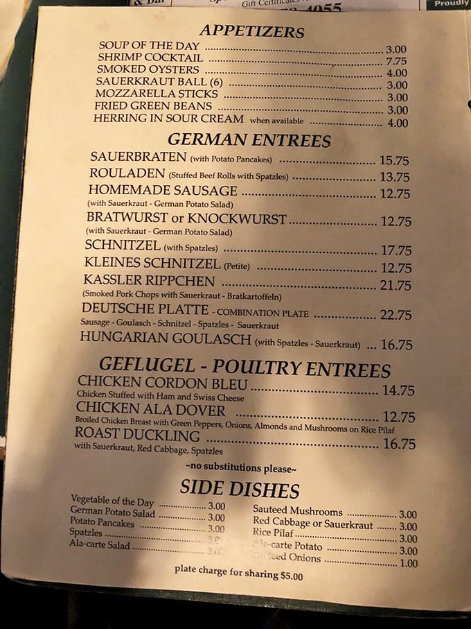 This menu isn't just a list of dishes—it's a passport to Germany without the jet lag or lederhosen requirement.