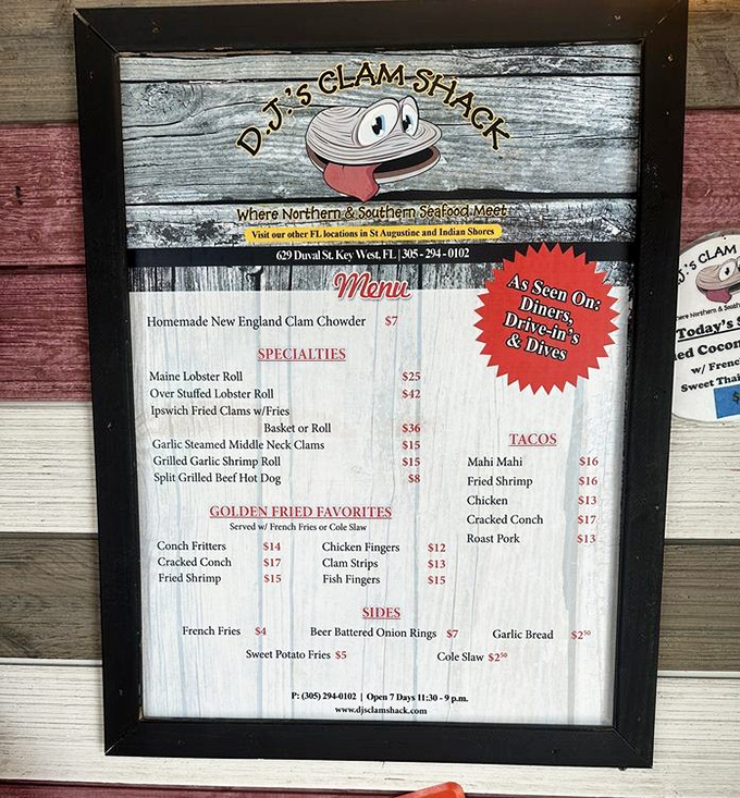 The menu board at DJ's doesn't mince words—it minces nothing but perhaps some celery for that heavenly clam chowder.