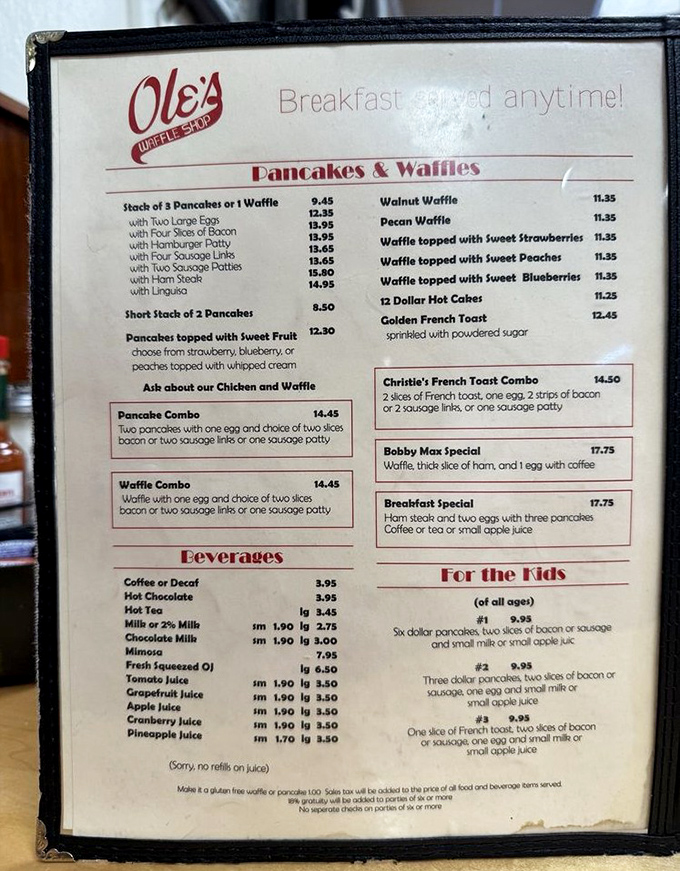A menu that doesn't need fancy fonts or pretentious descriptions—just honest breakfast classics that have kept locals coming back for generations.