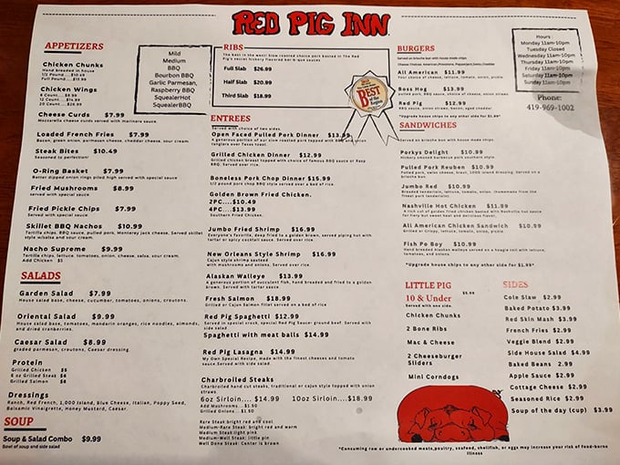 A menu that doesn't need fancy fonts or pretentious descriptions—just honest food that speaks for itself.
