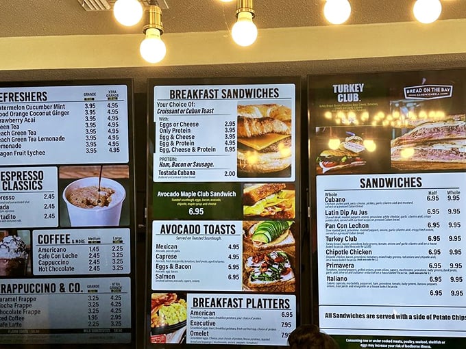 The menu board reads like a love letter to sandwich possibilities, each option more tempting than the last.