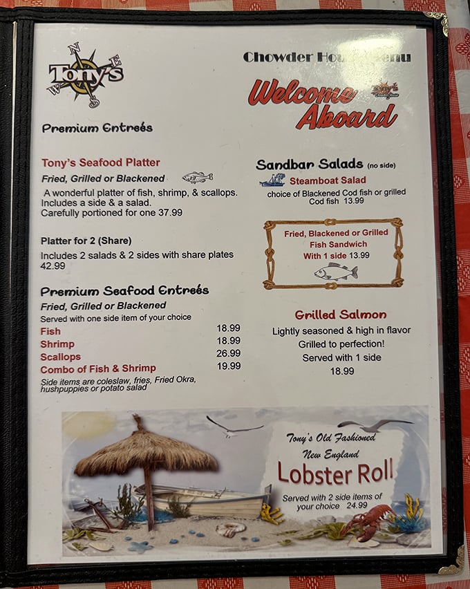 A menu that speaks the universal language of seafood lovers – no decoder ring required, just an appetite for oceanic delights.