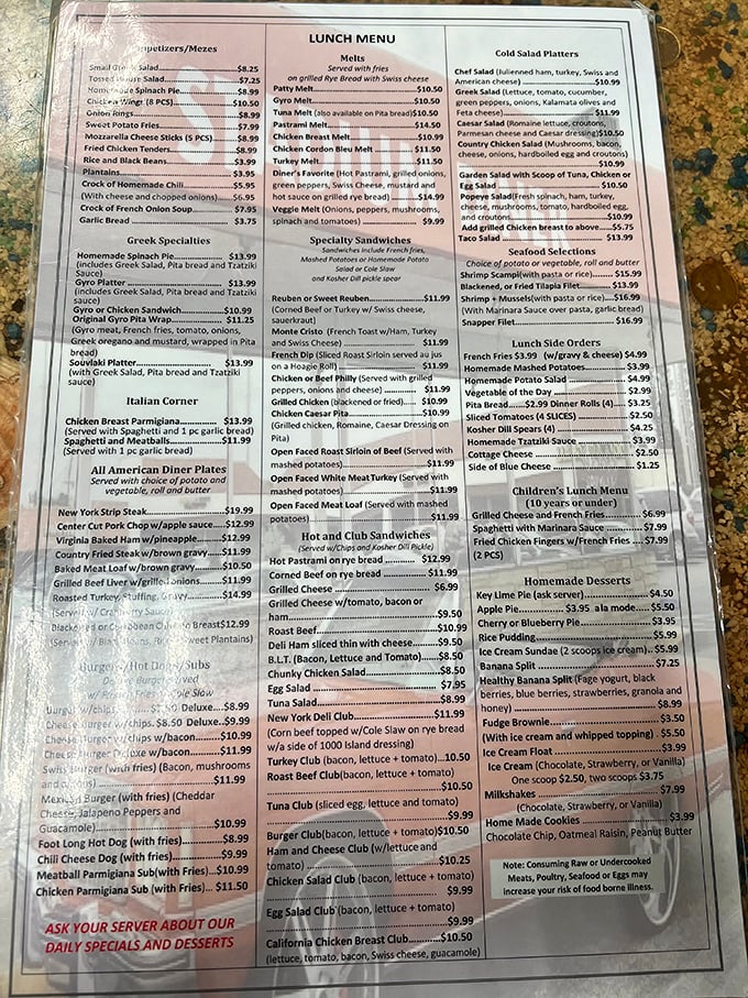 The menu at Stadium Diner isn't just extensive—it's practically a novel with a delicious plot twist on every page.