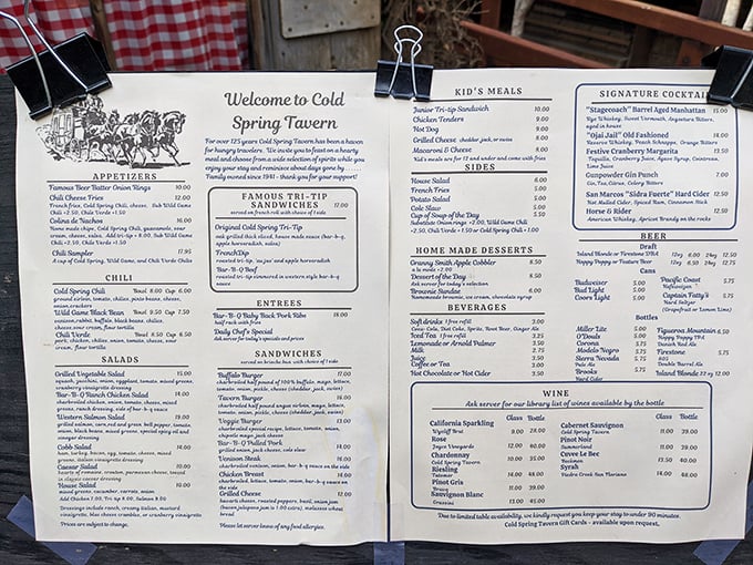 That menu reads like a love letter to American comfort food, written in beautiful handwriting that actually matters. 