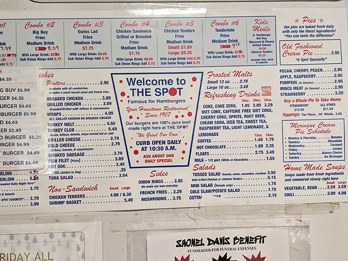 This menu isn't just a list of food—it's a historical document of American diner classics that have satisfied Ohioans for generations.