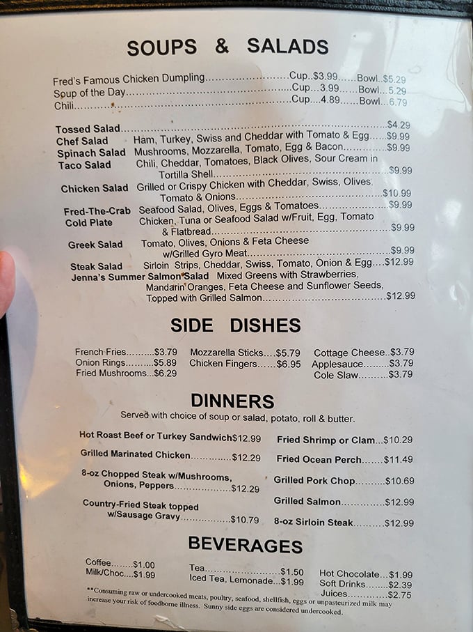 A menu that doesn't need fancy fonts or farm genealogies to impress—just honest food at prices that won't require a second mortgage.