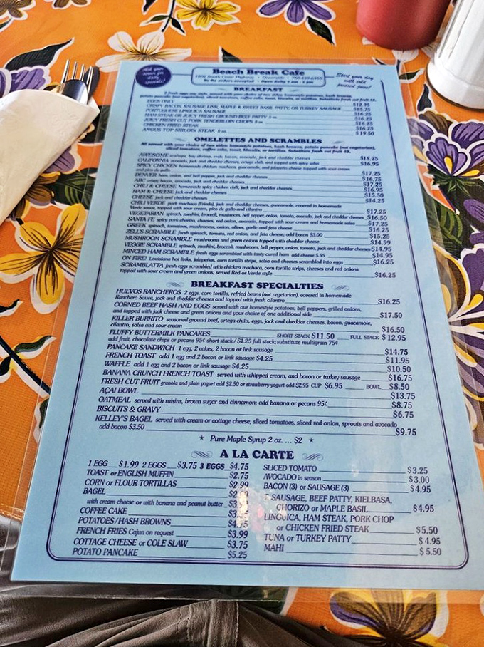 This menu isn't just a list of options—it's a roadmap to breakfast nirvana with enough choices to warrant multiple visits.