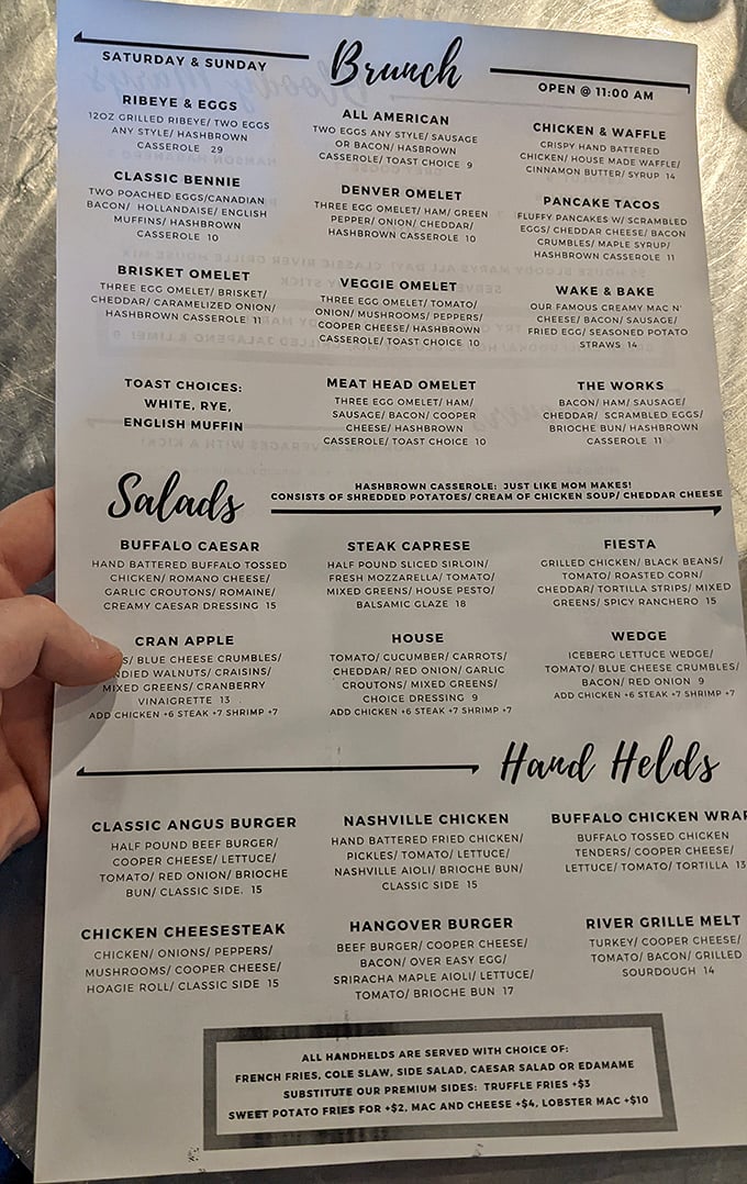 The brunch menu reads like a love letter to morning indulgence—from brisket omelets to pancake tacos, breakfast here is serious business.
