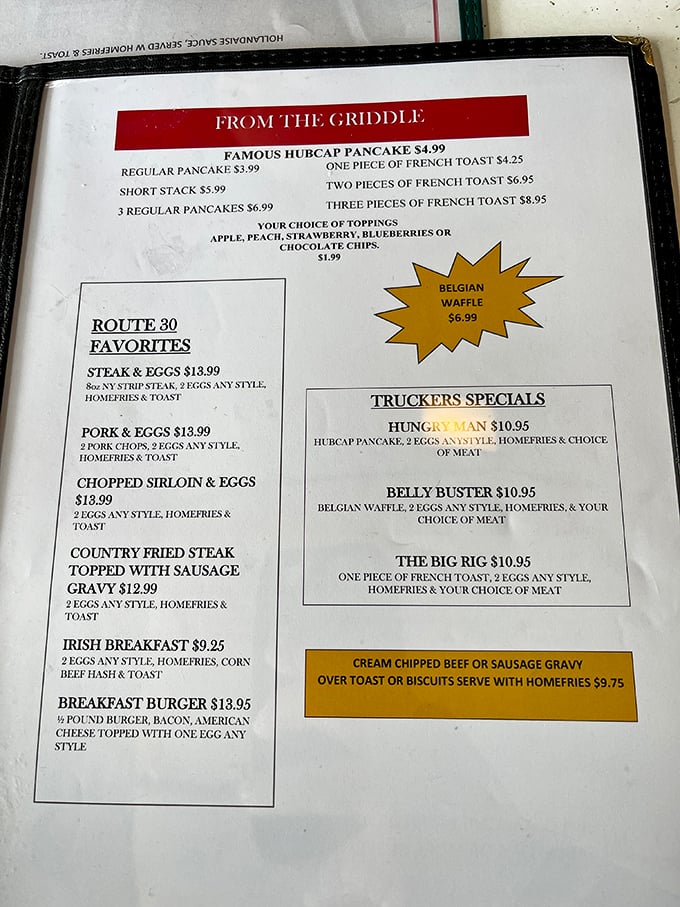 Every diner tells its story through its menu – this one speaks fluent comfort food.