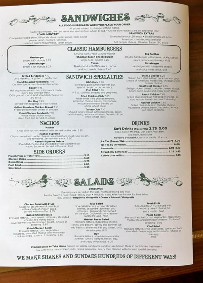 The menu reads like a love letter to American comfort food classics, with that tantalizing promise of "hundreds of different" ice cream creations.