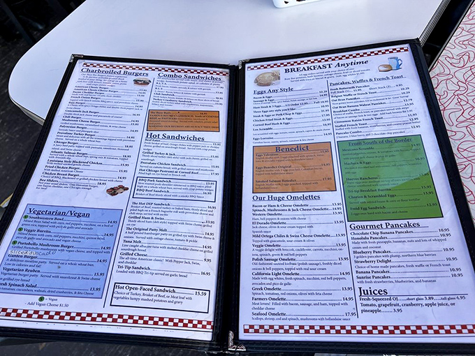 The menu at Busy Bee doesn't mess around—breakfast all day is the first sign you're among people who understand joy.