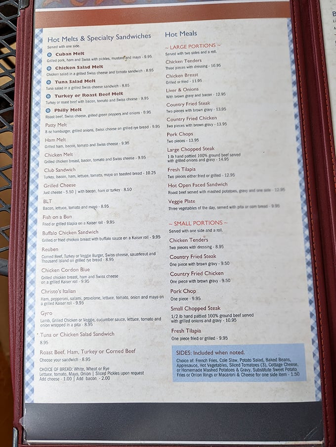 The menu reads like a love letter to comfort food classics. Each item promises satisfaction without pretension – the culinary equivalent of a warm hug.