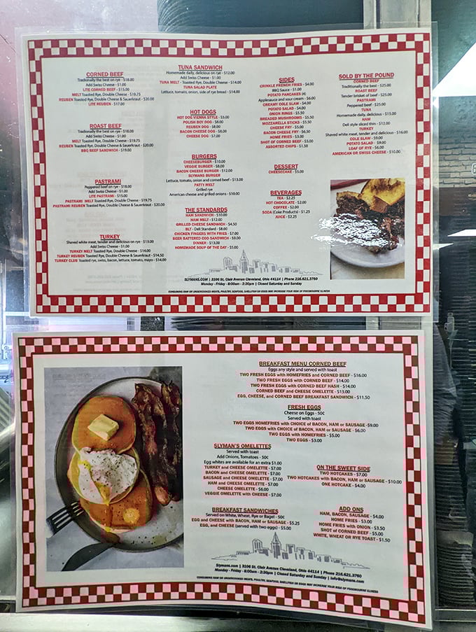 A menu that doesn't need fancy fonts or flowery descriptions—just the promise of meat stacked higher than your expectations.