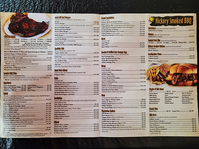 A menu that reads like a love letter to Southern cuisine. So many choices, so little elasticity in your waistband.