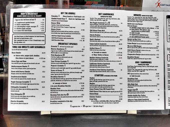 The menu at Rudy's reads like a greatest hits album of diner classics, with enough options to satisfy any craving at any hour.
